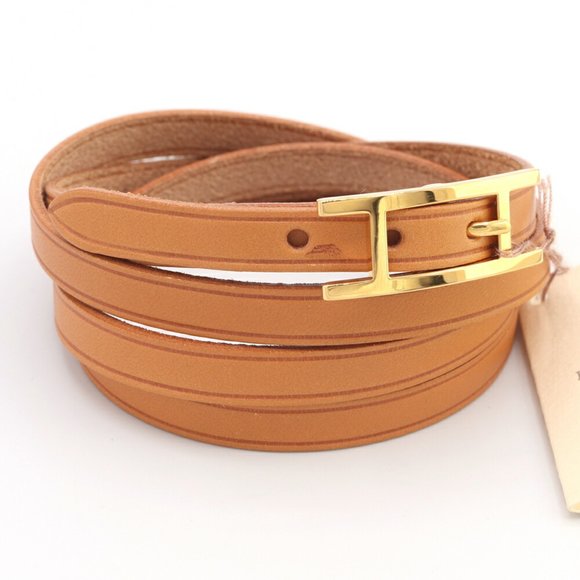 Hermes | Jewelry | Hermes Bracelet Api Iii Natural Leather Bangle ...